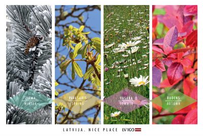 Pastkarte, 100x150mm, Četri gadalaiki – DabaDaba