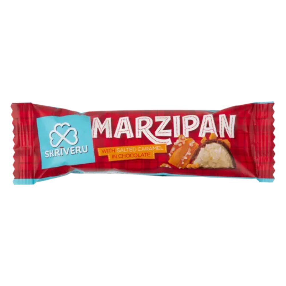 Skrīveru saldumi, marcipāns šokolādē ar sāļo karameli, 40g – DabaDaba